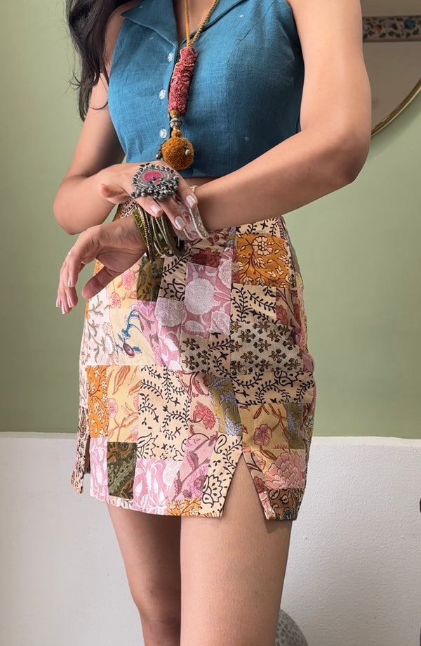 Patchwork Mini Pencil Skirt - Mogra Designs