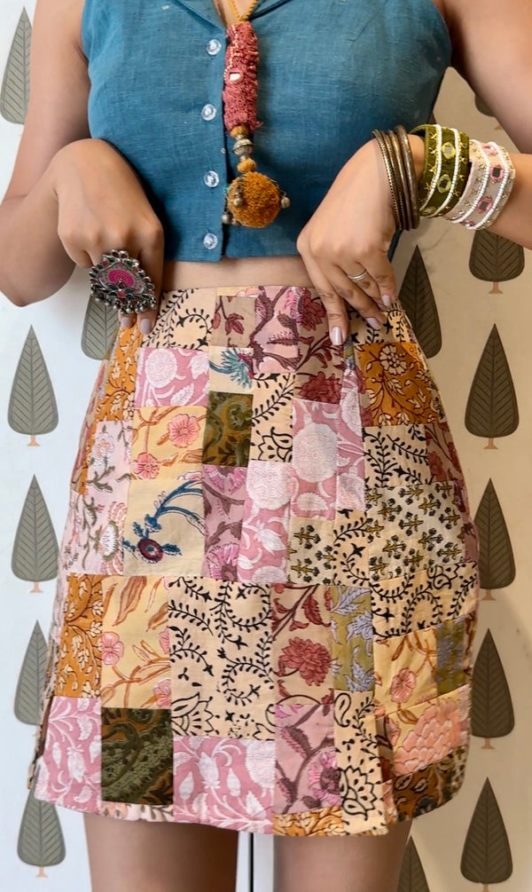 Patchwork Mini Pencil Skirt - Mogra Designs