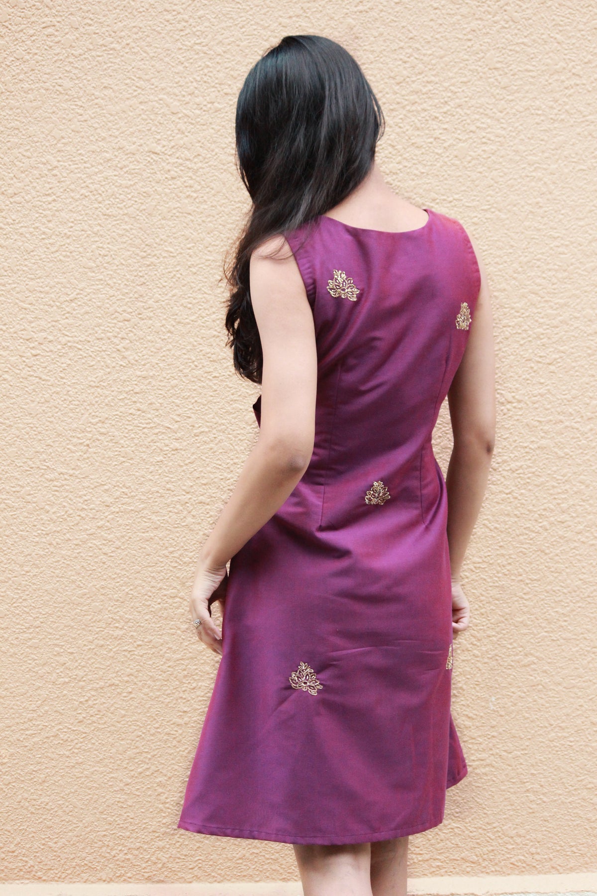 Berry Blush Embroidered Wrap Dress - Mogra Designs