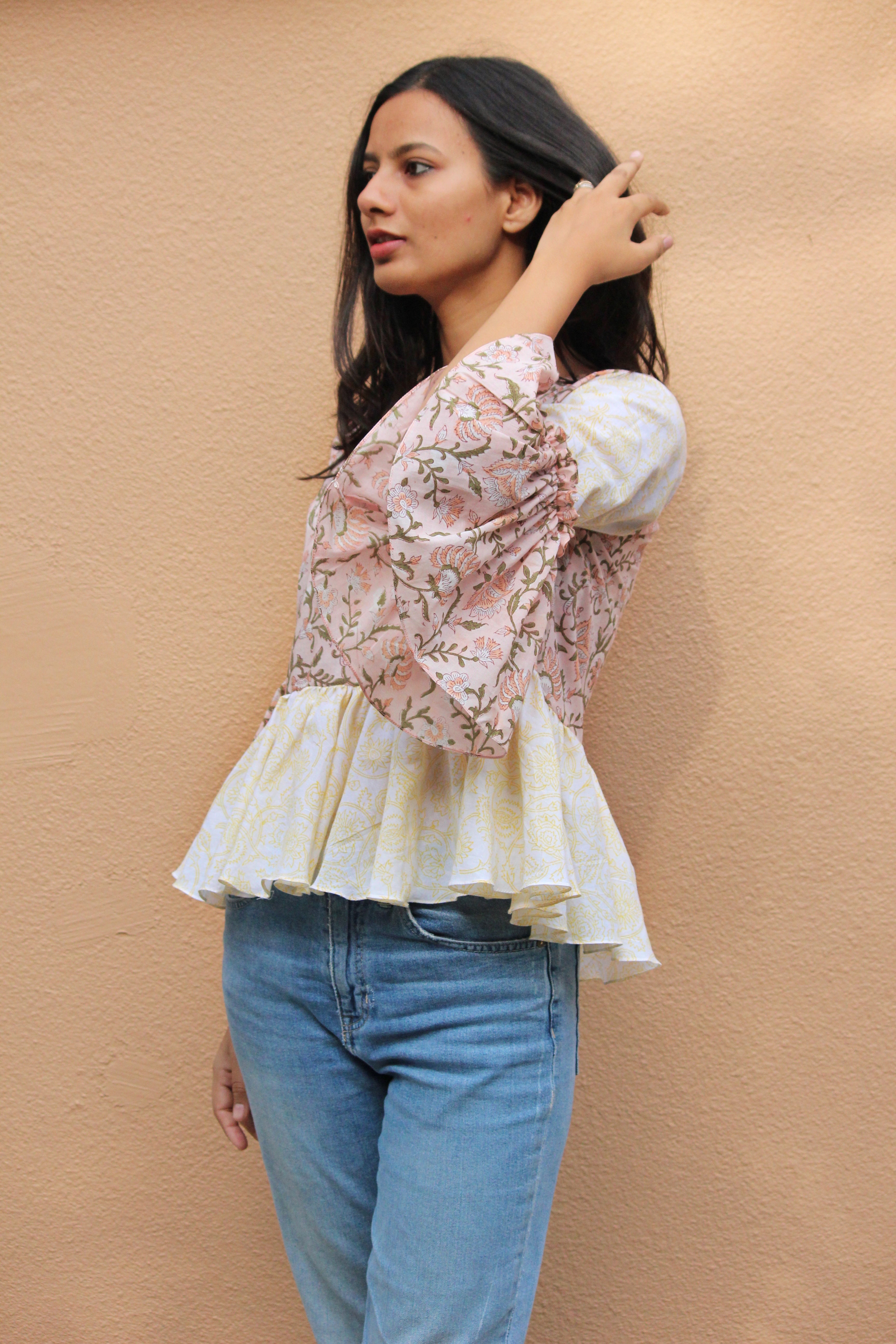 Floral Flounce Top - Mogra Designs