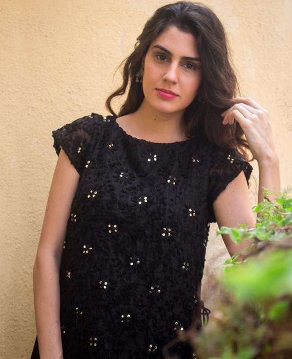 Hand Embroidered Chanderi Silk Phulkari Dress - Mogra Designs